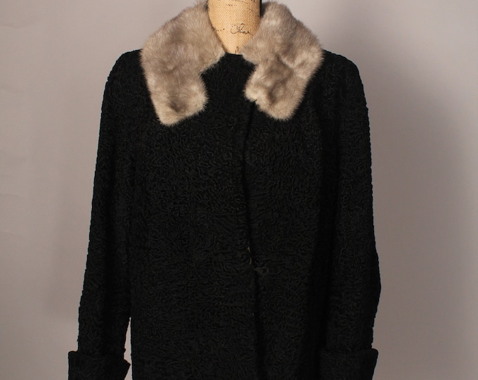 Vintage 40's Persian Curly Lamb Coat With Fur Collar by P. Crandell ...