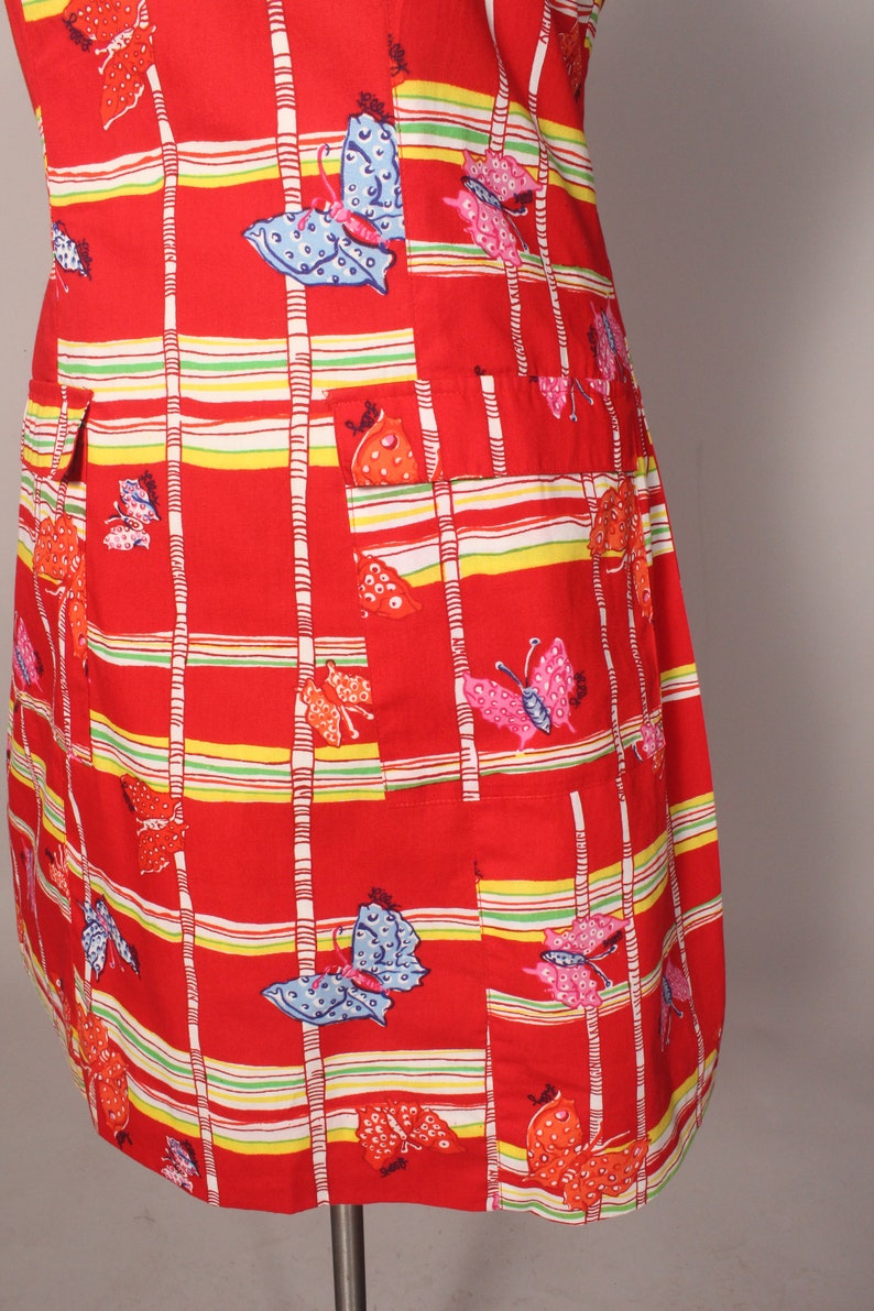 Vintage 90s Y2K Red Cotton Butterfly Print Dress by Lilly Pulitzer Size ...