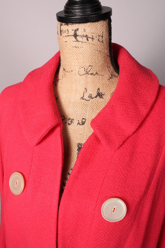 Vintage 50s Watermelon Pink Swing Coat with Big Butto… - Gem