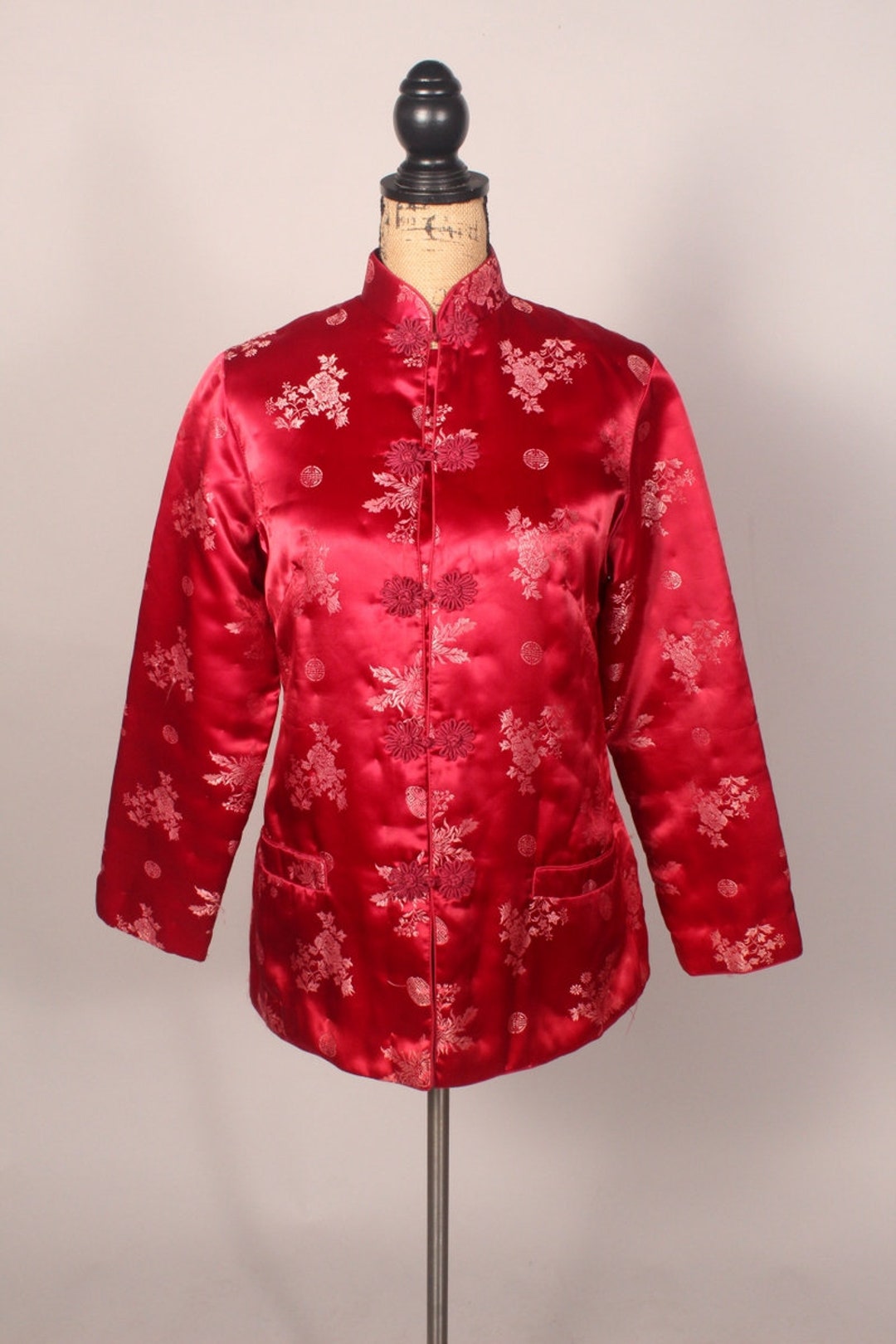 Vintage Raspberry Red Padded Satin Jacket by Dog Brand Down Wear Taiwan ...