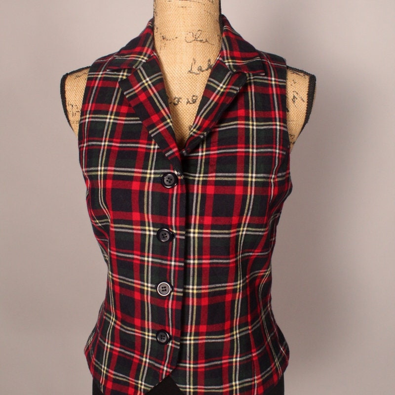 Red Plaid Vests - Etsy