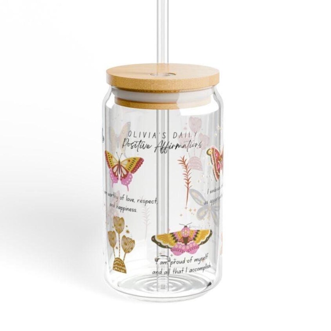 Daily Positive Affirmations Custom Name Iced Coffee Cup, Girly ...