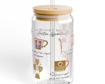 Daily Positive Affirmations Custom Name Iced Coffee Cup, Girly ...