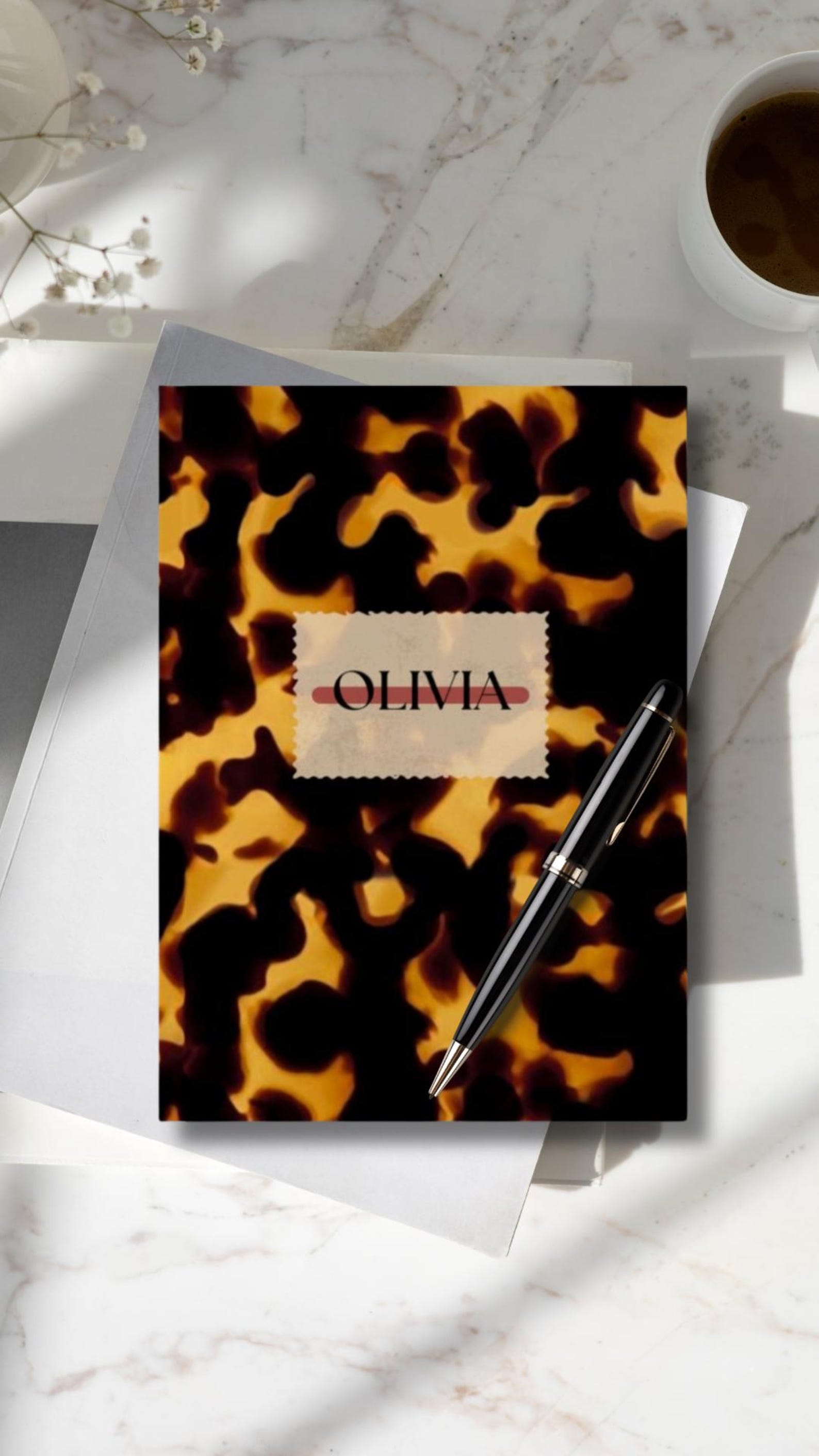 Tortoise Shell Aesthetic Custom Spiral Notebook, Personalized Journal ...
