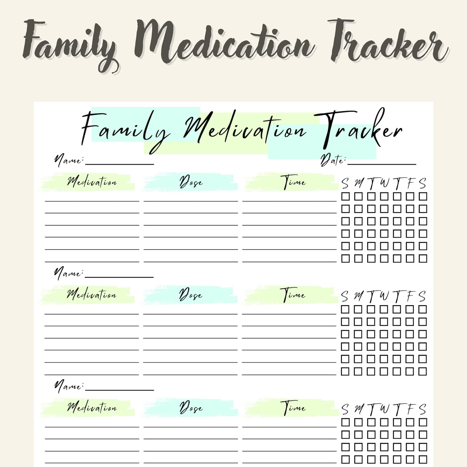 Printable Family Medication Tracker | Medication Schedule | Med Log ...