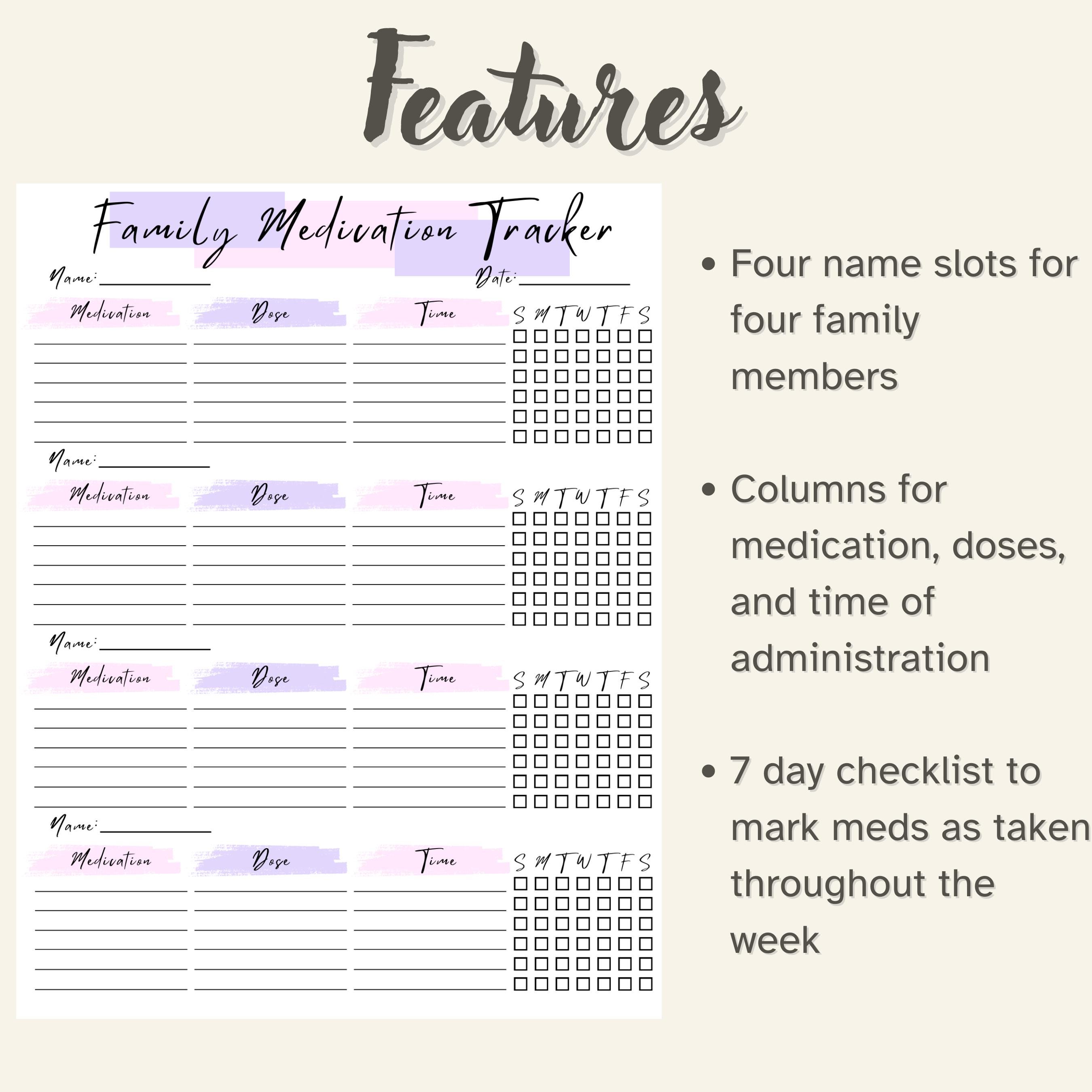 Printable Family Medication Tracker | Medication Schedule | Med Log ...