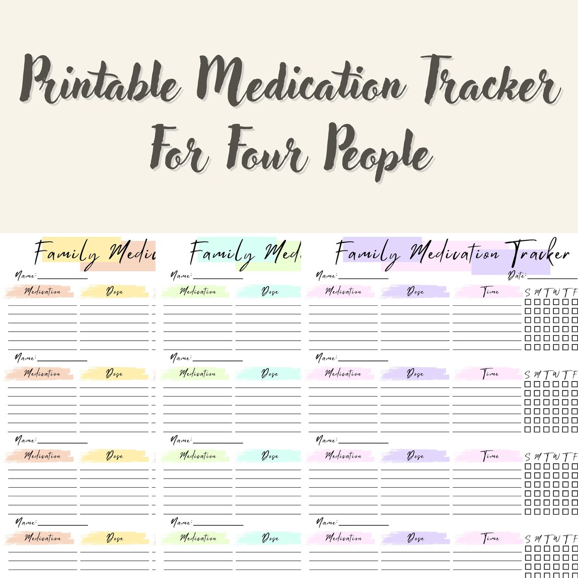 Printable Family Medication Tracker Medication Schedule Med Log Med ...