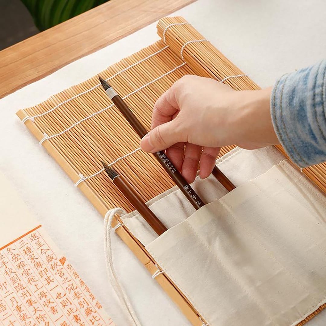 Handmade Japanese Style Large Capacity Brush Holder Rollup Portable ...