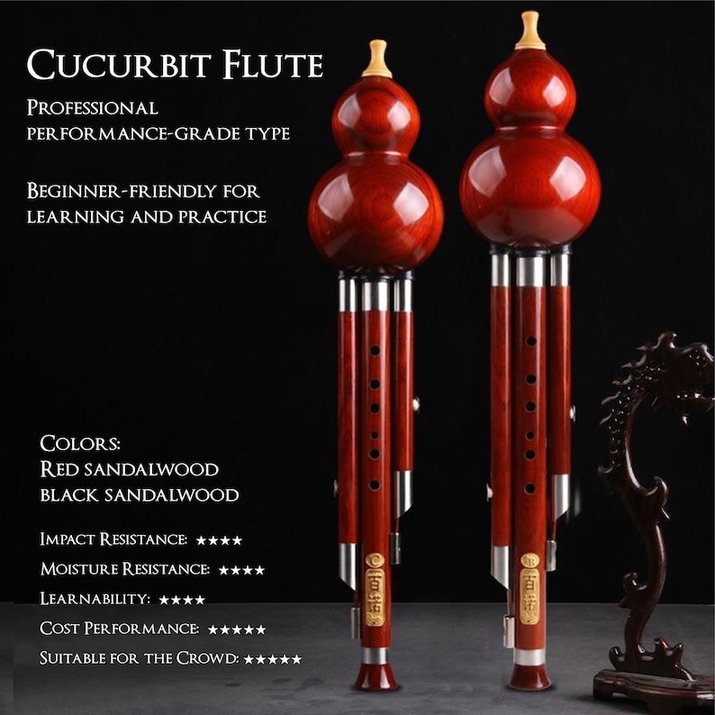 Cucurbit Flute With Red or Black Sandalwood, Beginner-friendly for ...