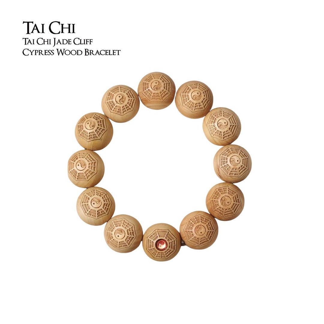 Cliff Cyress Wood Bead Bracelets With Tai Chi Styles, Men's Healing ...