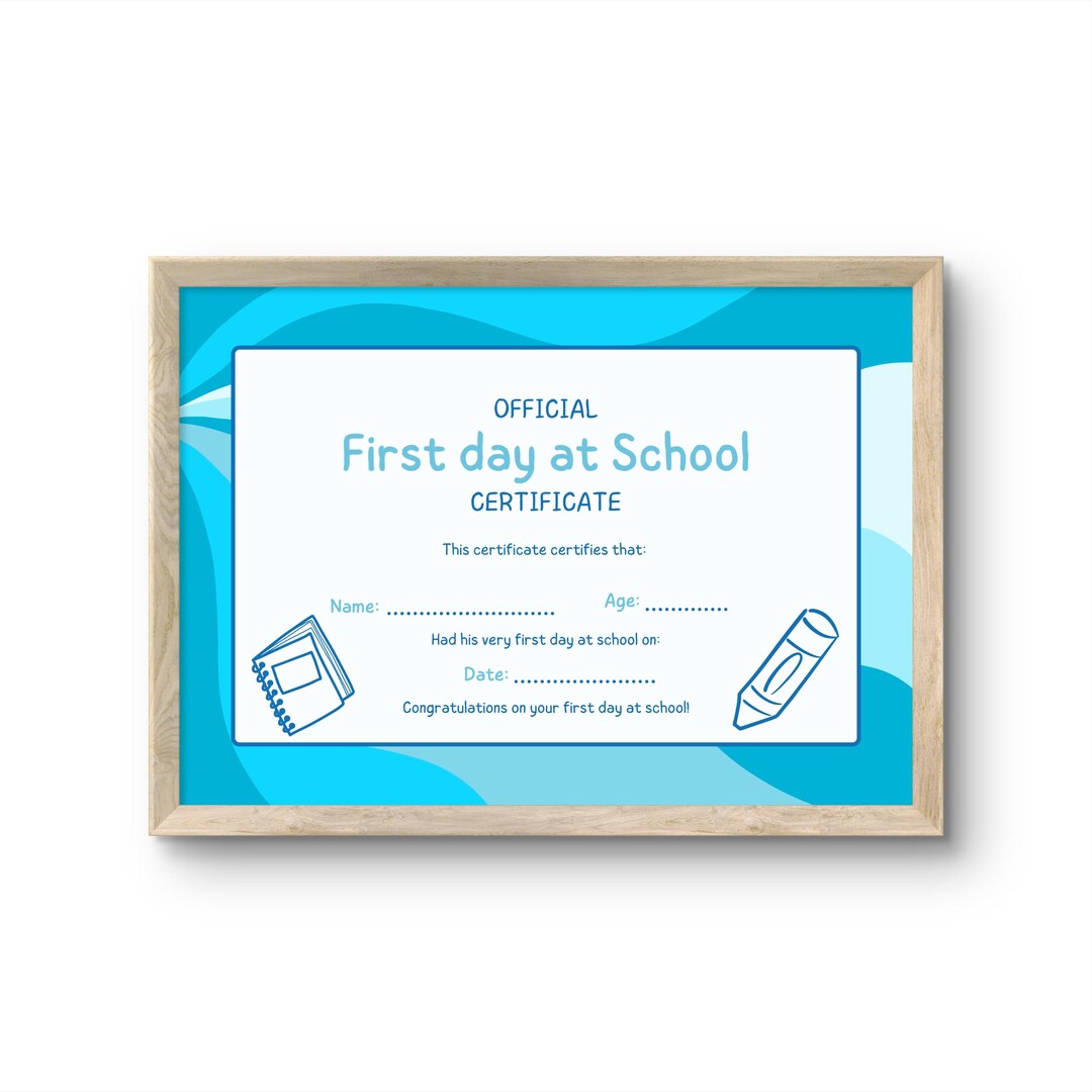 Printable: My Very First Day at School Certificate for Boys - Etsy