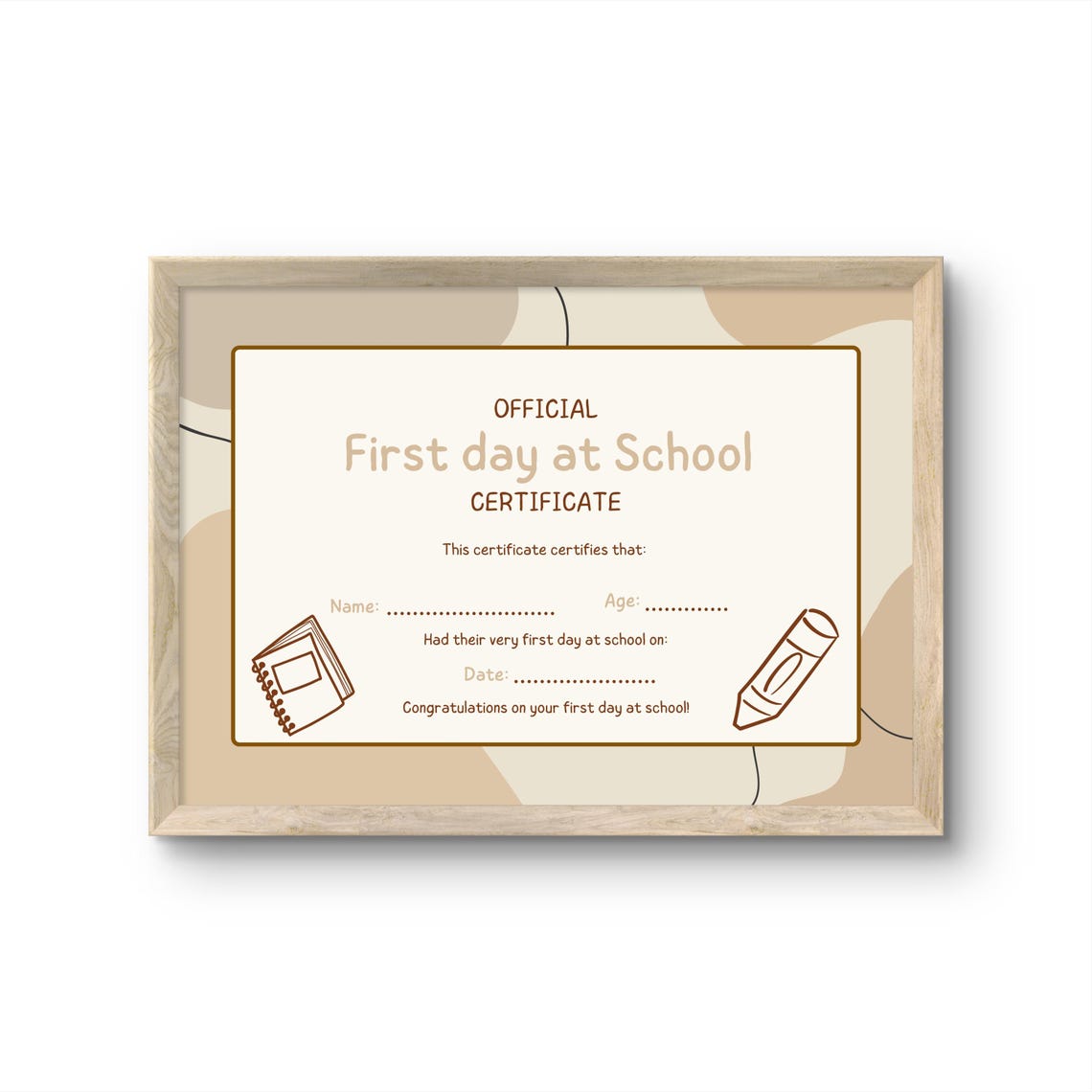 Printable: My Very First Day at School Certificate (neutral) - Etsy