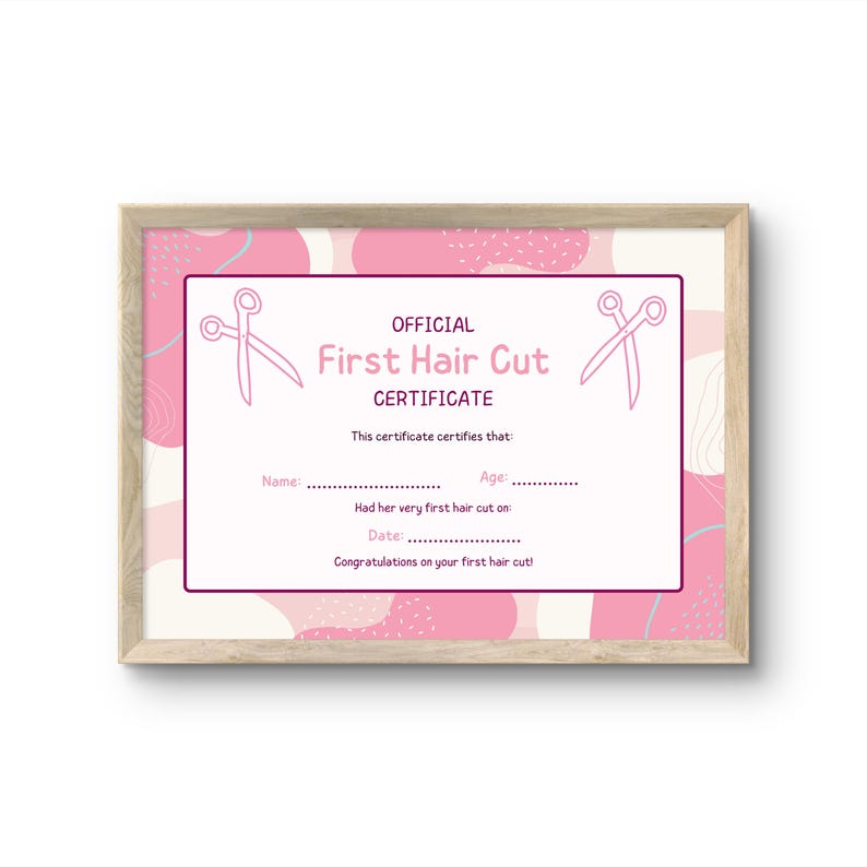 Printable: My Very First Haircut Certificate for Girls - Etsy