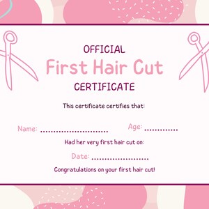 Printable: My Very First Haircut Certificate for Girls - Etsy