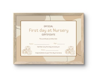 Printable: My Very First Day at School Certificate (neutral) - Etsy