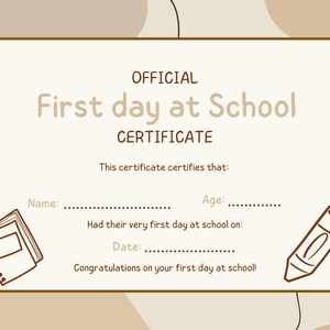 Printable: My Very First Day at School Certificate (neutral) - Etsy