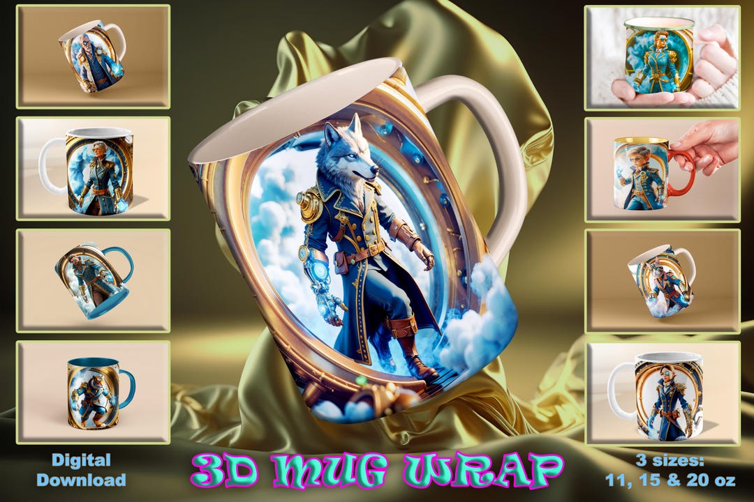 Steampunk Mug Wrap: 3D Character Design (digital Download) - Etsy