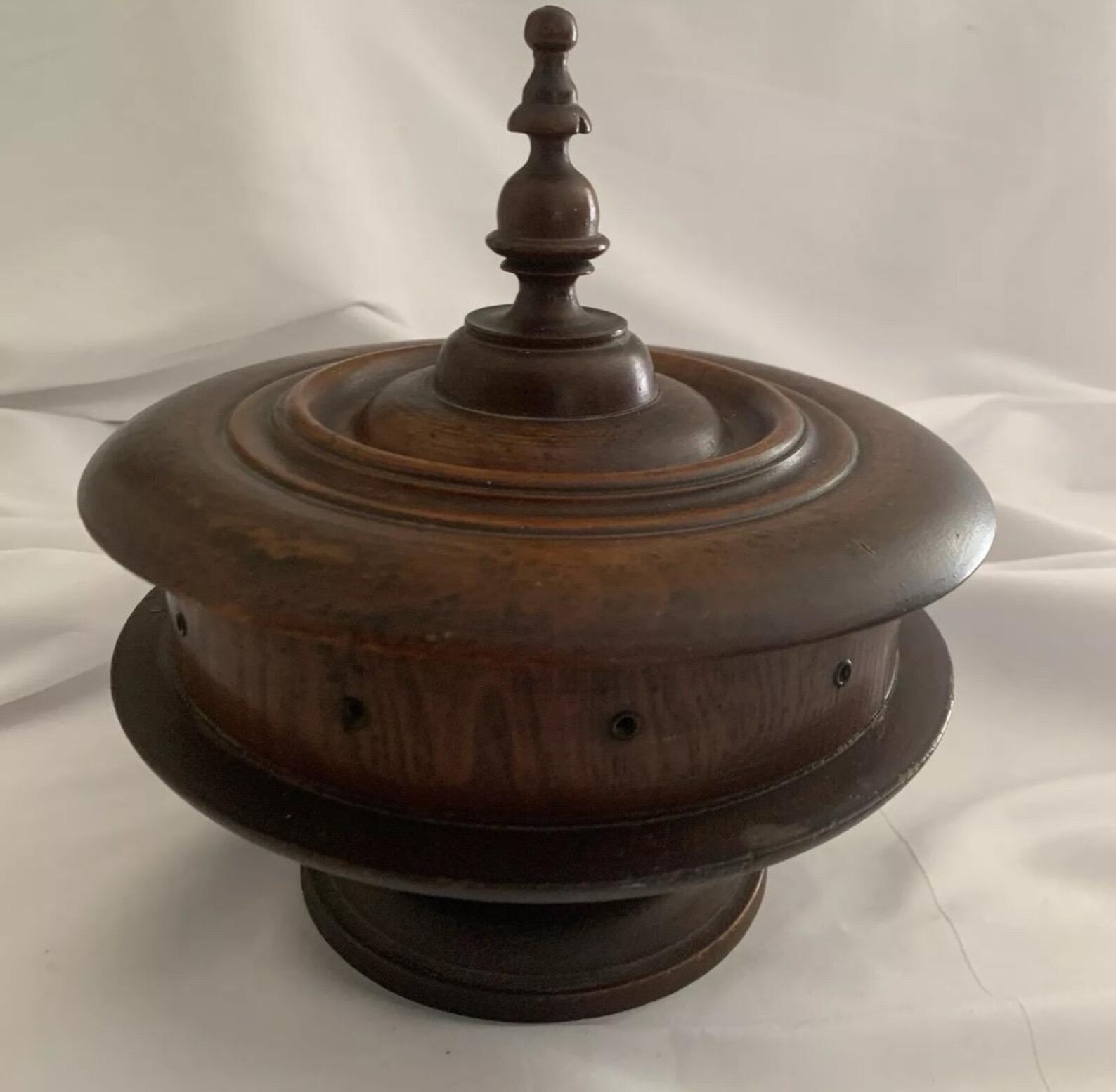 Antique Lazy Susan Thread Caddy Walnut Treen Ware Handcrafted Great for ...