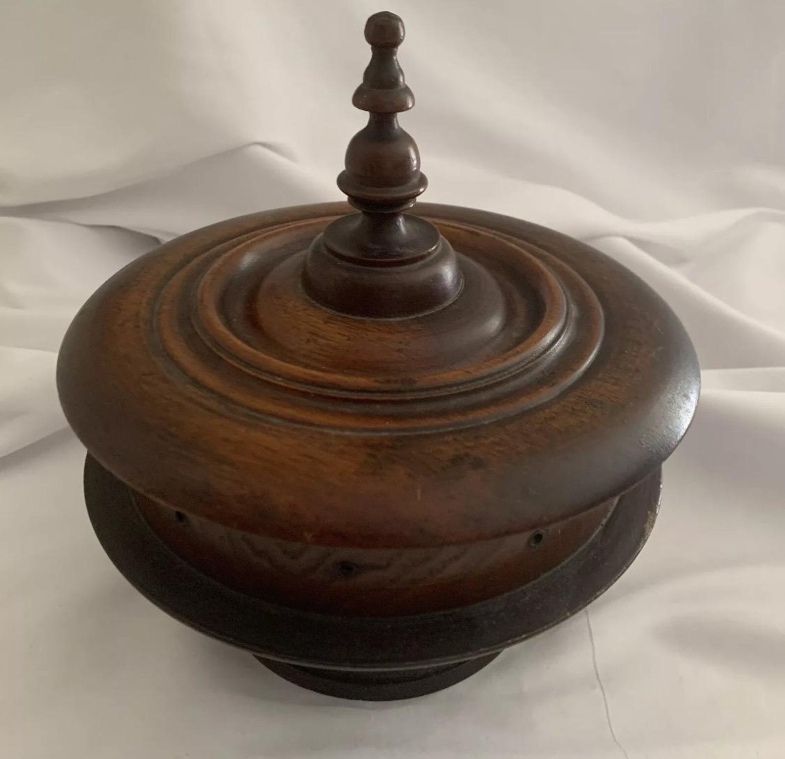 Antique Lazy Susan Thread Caddy Walnut Treen Ware Handcrafted Great for ...