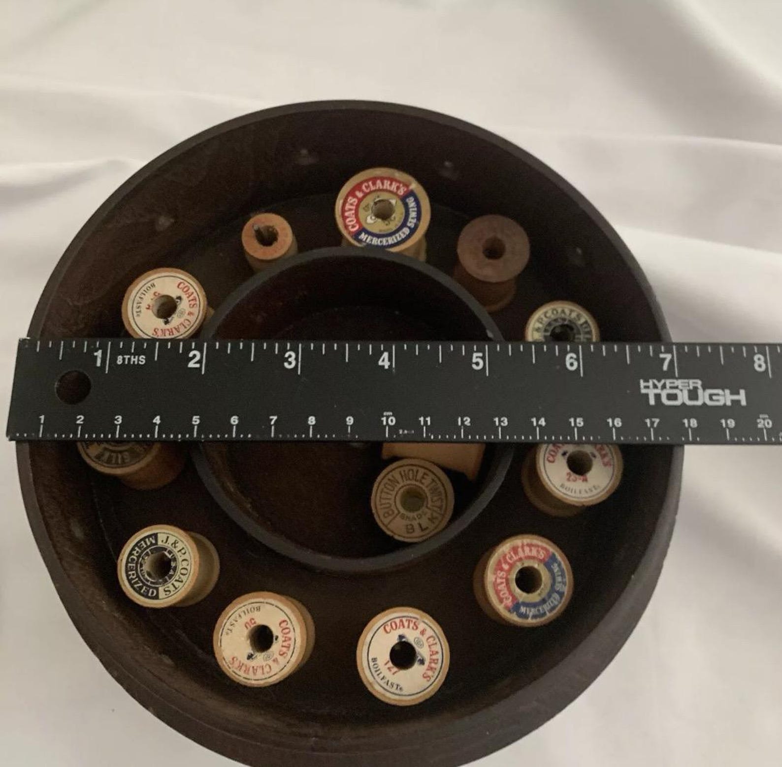 Antique Lazy Susan Thread Caddy Walnut Treen Ware Handcrafted Great for ...