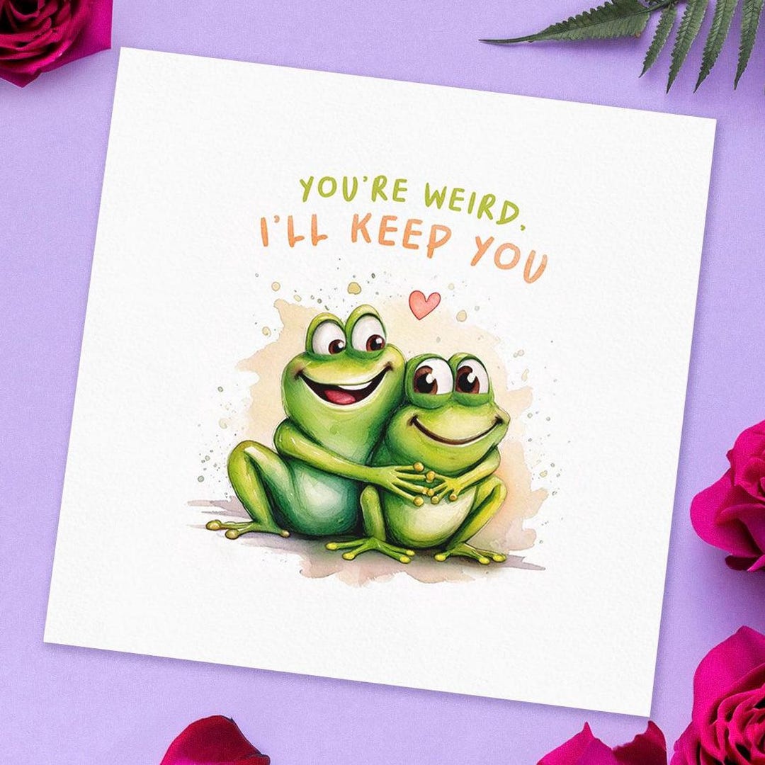 Funny Frogs Card - Cute Frog Love Quirky Romantic Anniversary Rude Toad ...