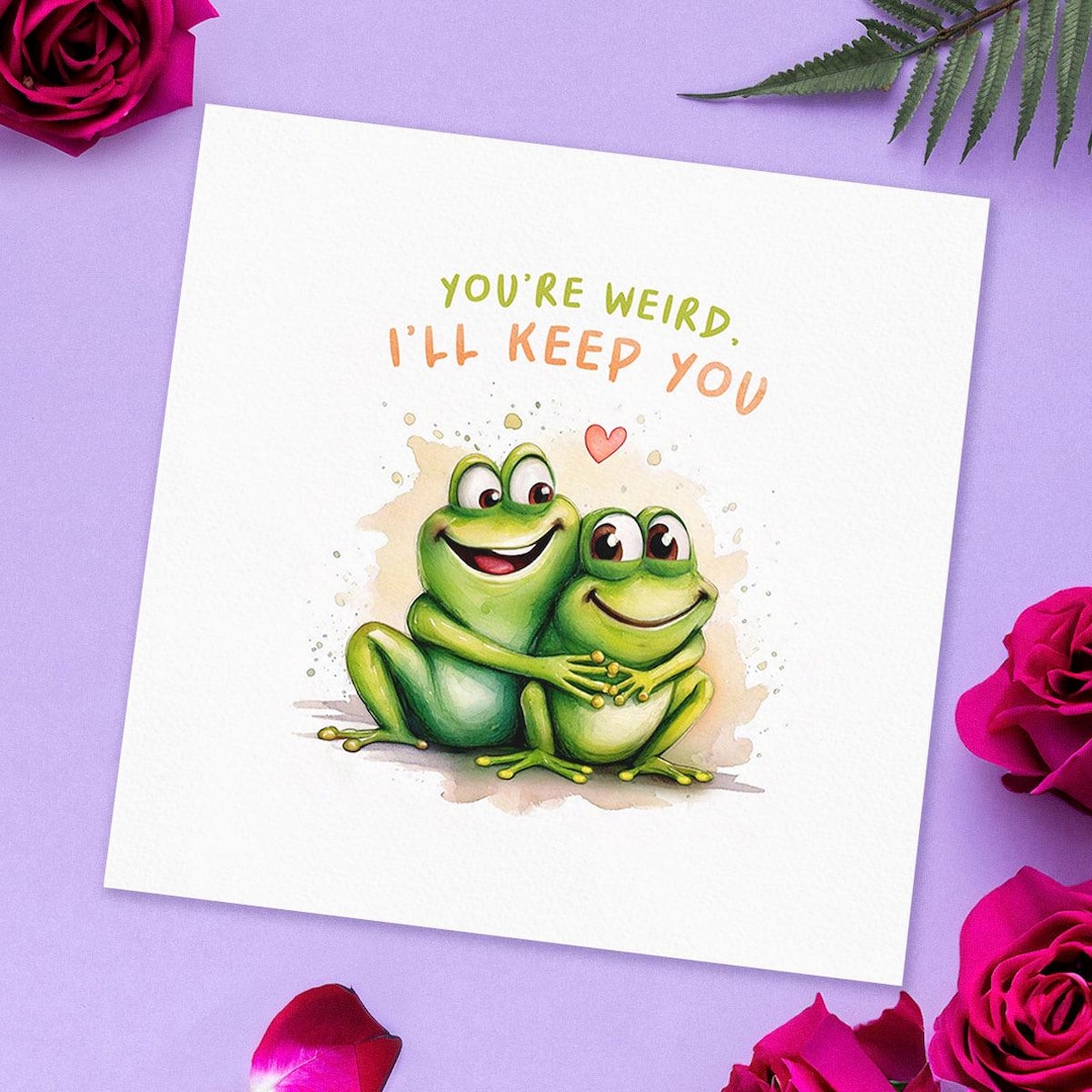 Funny Frogs Card - Cute Frog Love Quirky Romantic Anniversary Rude Toad ...