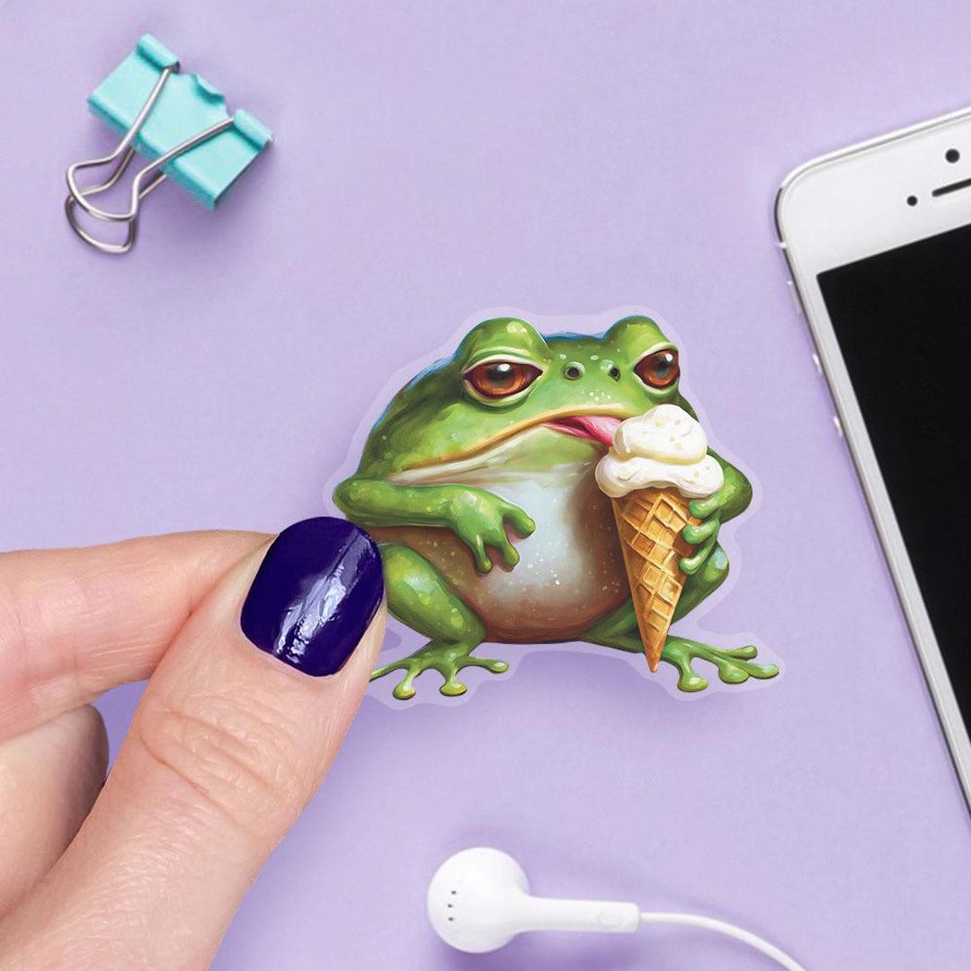 Ice-cream Frog Clear Sticker | Vinyl Waterproof Transparent Decal ...