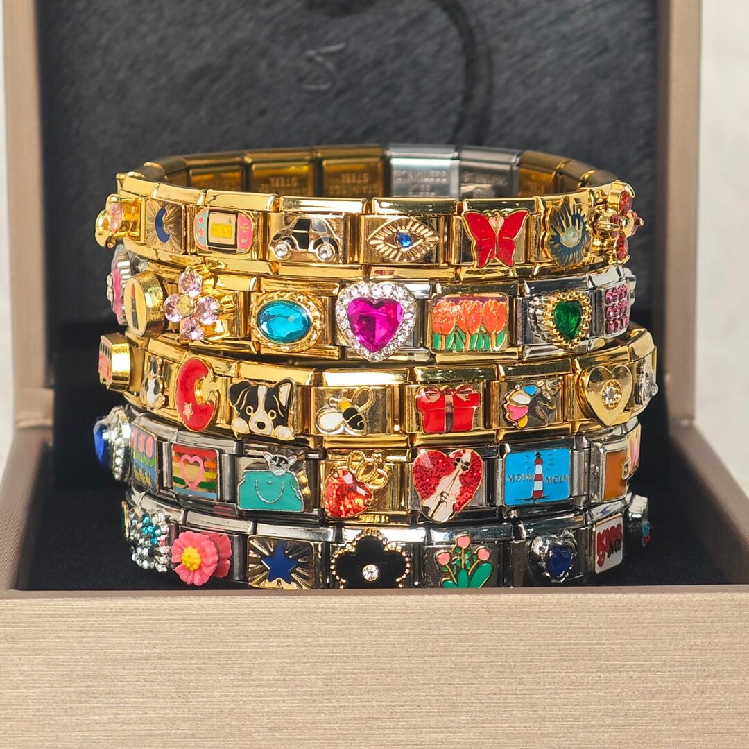 Italy Charms,gift for Her, Gold Italian Bracelet, Personalized Italian ...