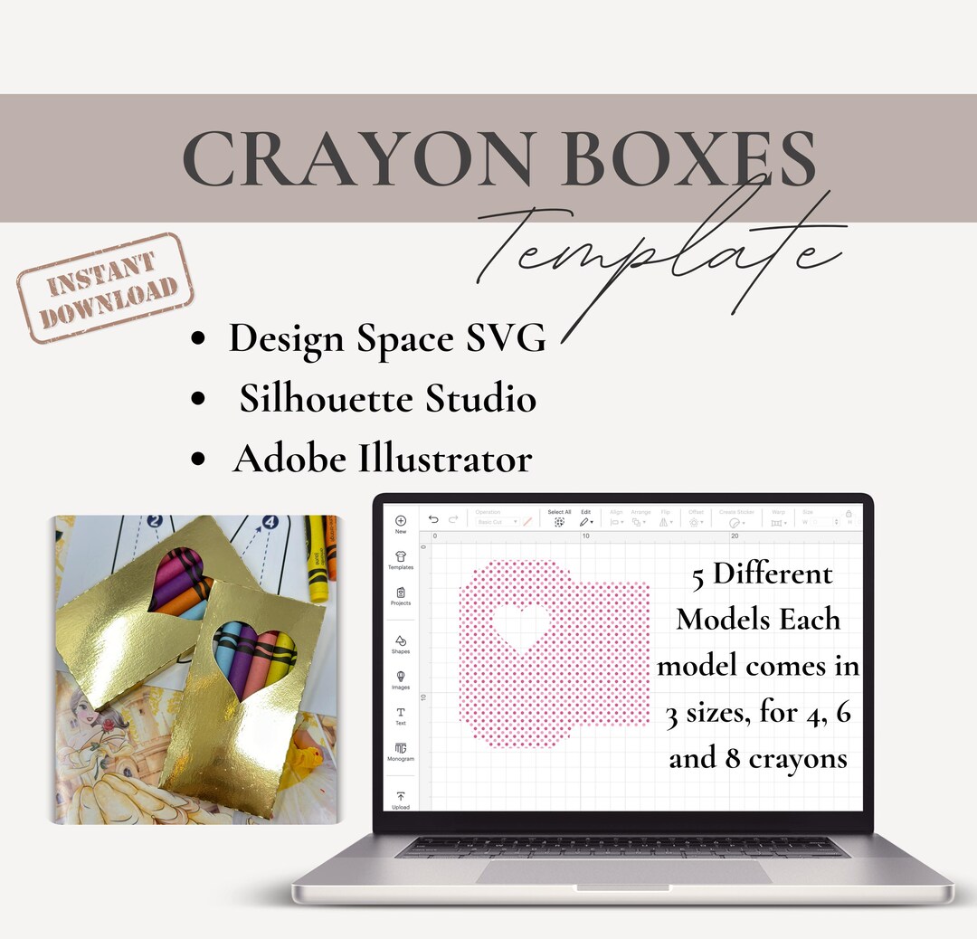 Crayon Box SVG Template, SVG Crayon Box Cricut and Silhouette Studio ...