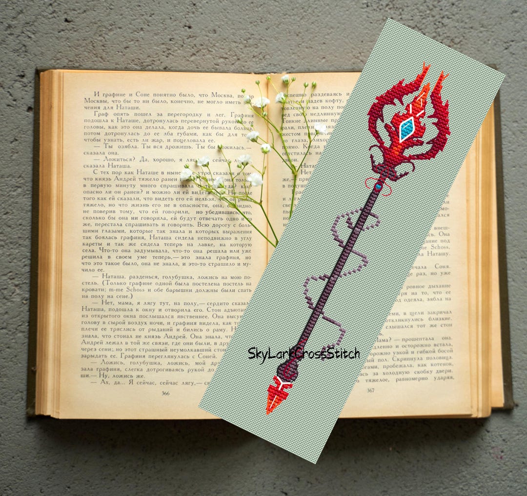 Fire Wand Bookmark Cross Stitch Pattern PDF – Fantasy Magic Staff ...