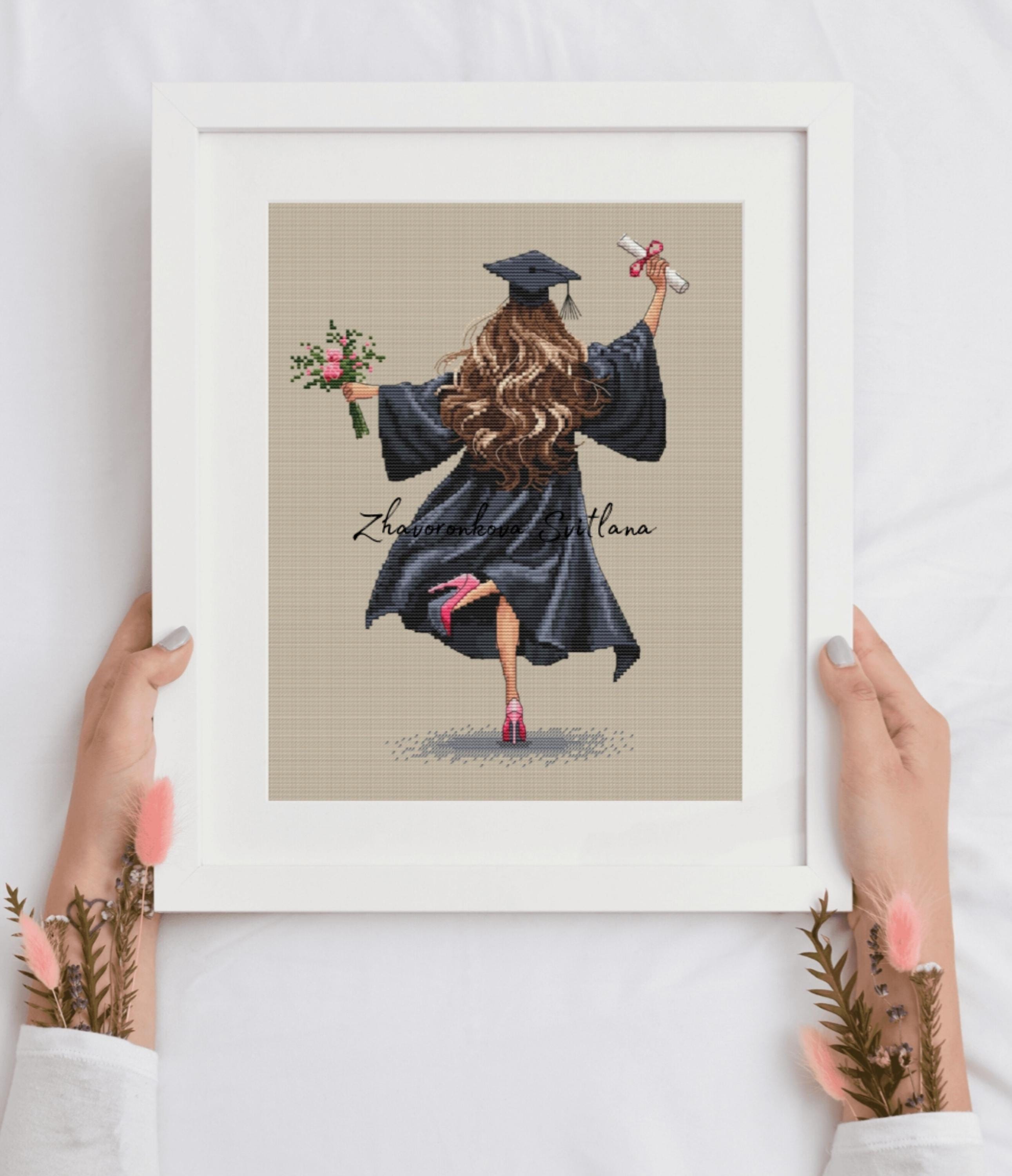Graduation Cross Stitch Pattern Pdf, Girls With Flowers- DIY Craft ...