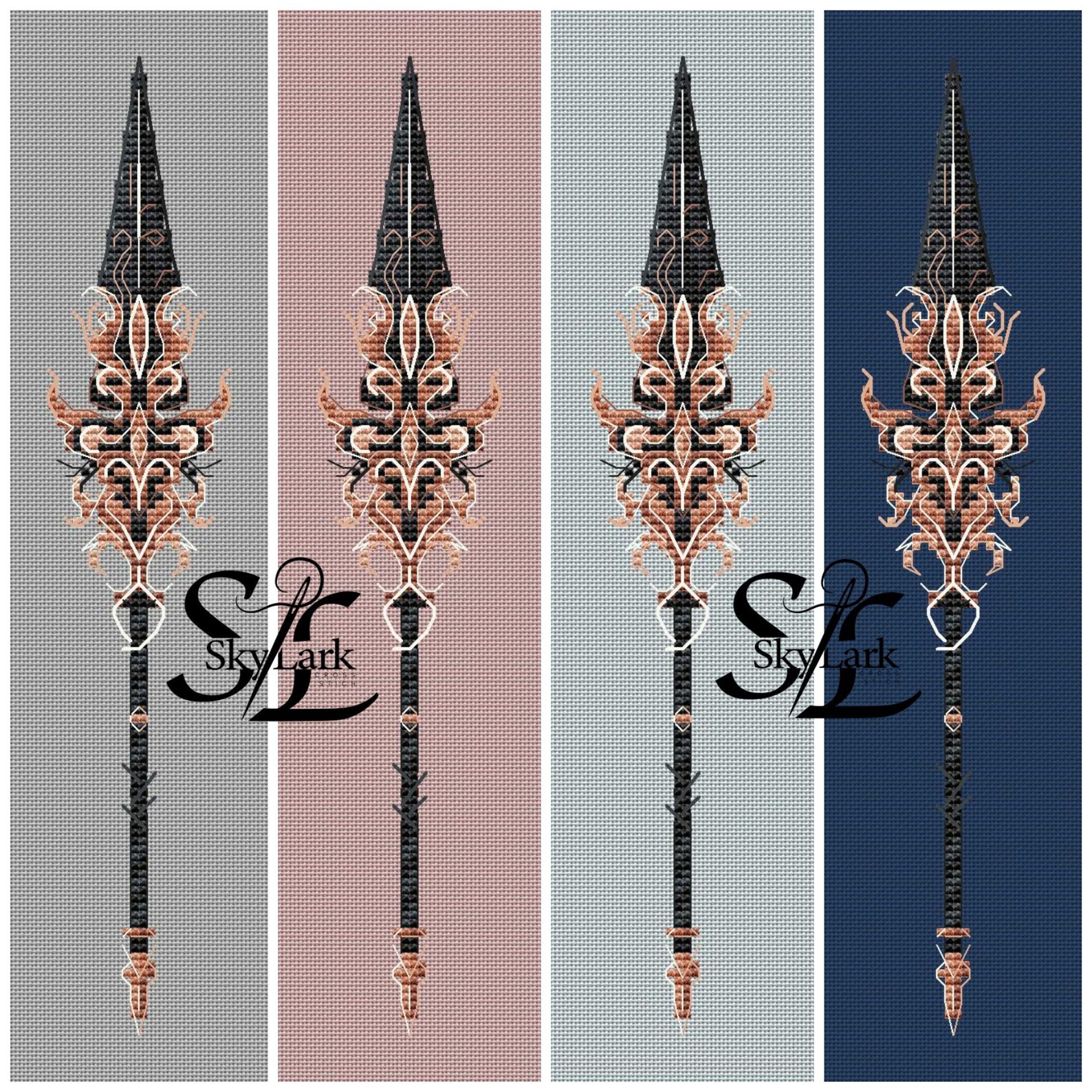 Magical Cross Stitch Pattern – Fantasy Bookmark Shaped Like a Wand ...