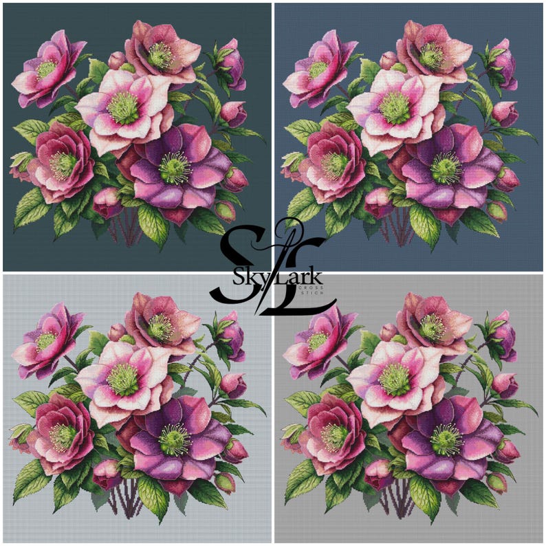 Botanical Flower Cross Stitch Pattern PDF, Realistic Garden Blooms ...