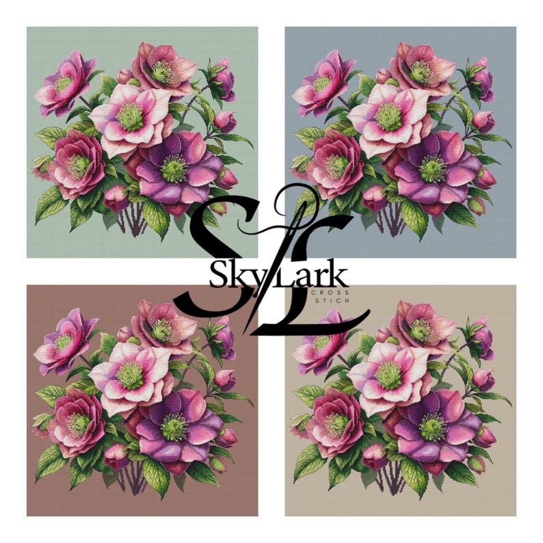 Botanical Flower Cross Stitch Pattern PDF, Realistic Garden Blooms ...