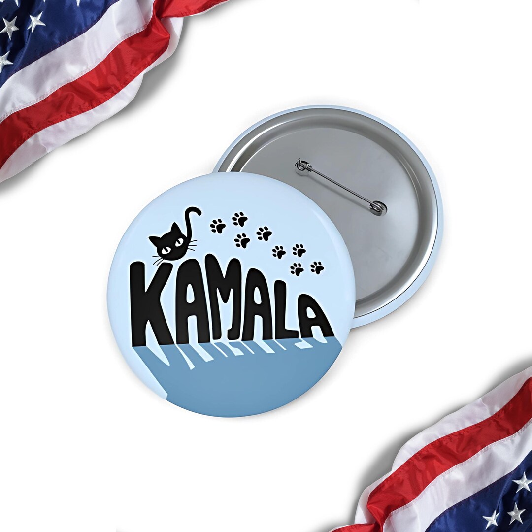 Kamala Harris Cat-themed Pin Button, Paw Print Design for 2024 Election ...