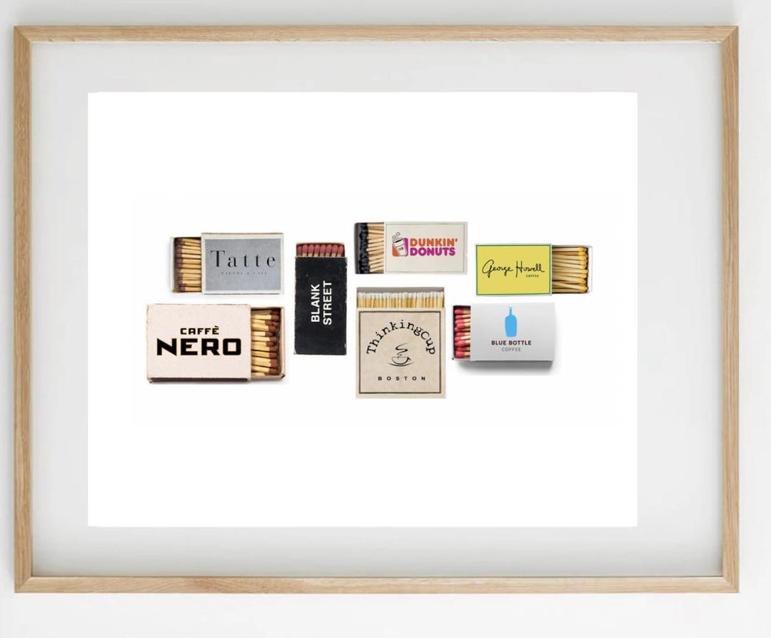 Boston Matchbook Popular Coffee Shop Chains Collage for Wall Art ...