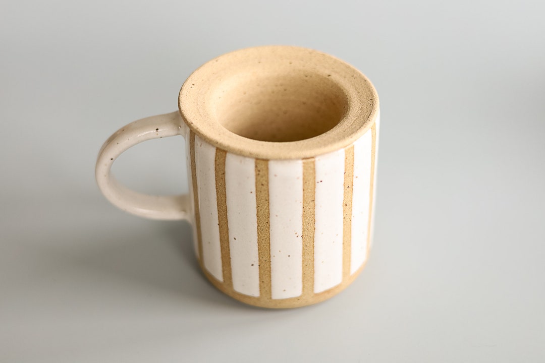 Miss Henrietta Raw White Striped Tea Set : Handmade Ceramic Mug Ceramic ...