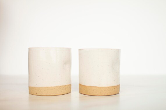 Miss Sylva White handmade Ceramic Thumb Indent Mug - Etsy