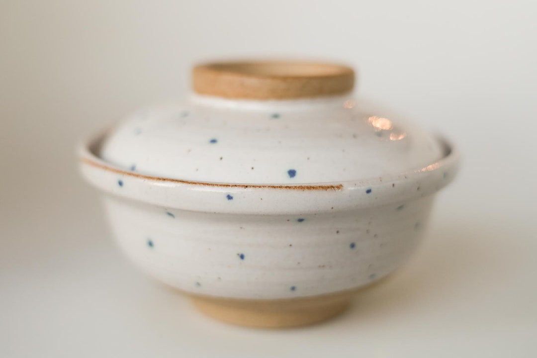 Miss Park White Blue handmade Ceramic Korean Covered Rice Bowl - Etsy