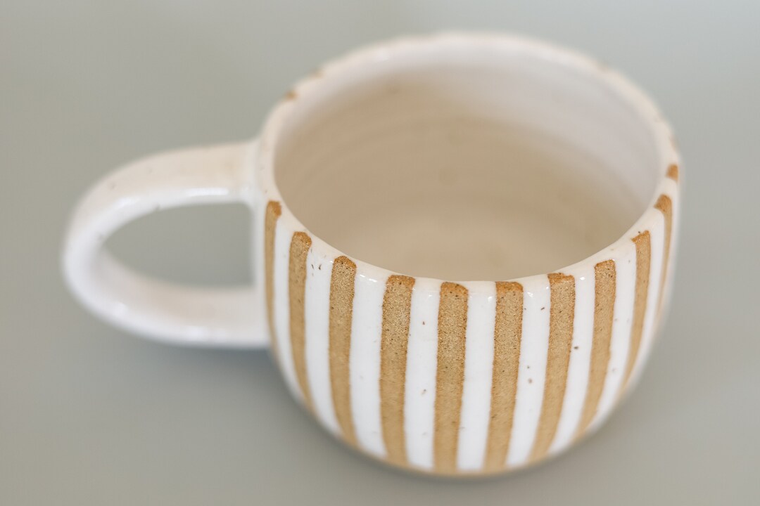 Miss Cozy Striped Curvy : Handmade Ceramic Mug - Etsy