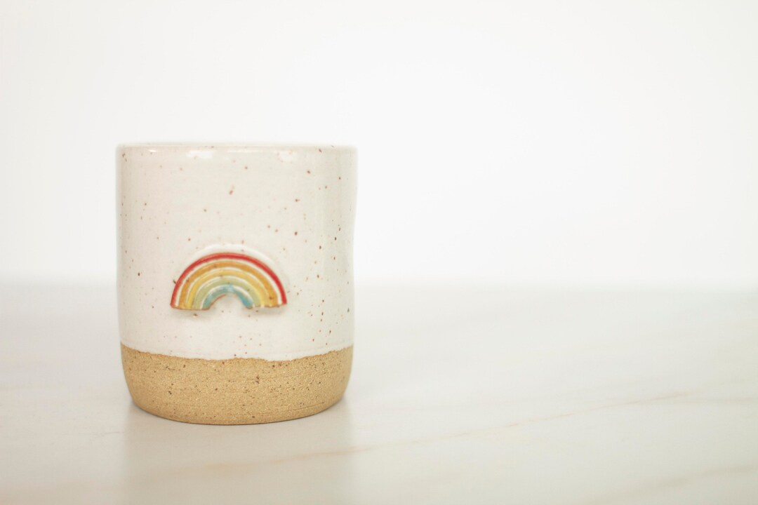 Miss Autumn handmade Rainbow Ceramic Thumb Indent Mug - Etsy