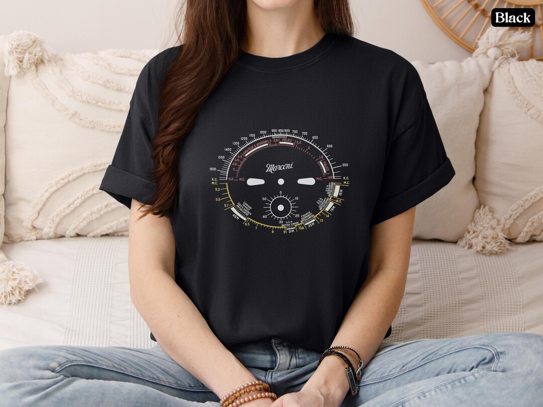 Vintage Radio Dial Tshirt, Retro Marconi Dial Print T-shirt, Unique ...