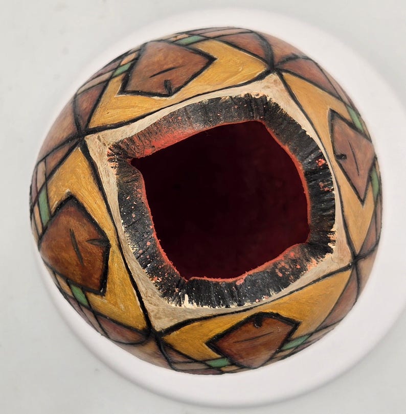FISHERIES DECO INSPIRED 4.3" Art Gourd Thick-shell Ink Acrylic Glazes ...