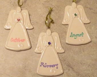 Porcelain September Birthstone Angel Ornament for Birthday | Etsy