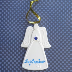 Porcelain September Birthstone Angel Ornament - for Birthday or New ...