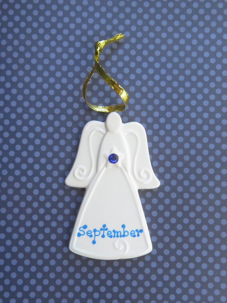 Porcelain September Birthstone Angel Ornament for Birthday | Etsy