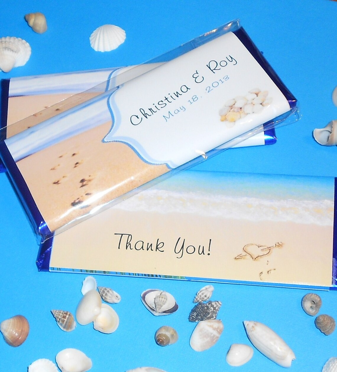 Beach Themed Favor Wrapped Chocolate Candy Bars Set of 12 | Etsy