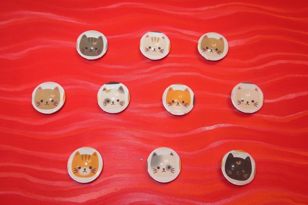 1 Inch Cat Face Magnets, Set of 4 , Gift for Cat Lover, Kitten, Kitty ...