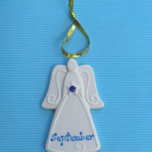 Porcelain September Birthstone Angel Ornament - for Birthday or New ...