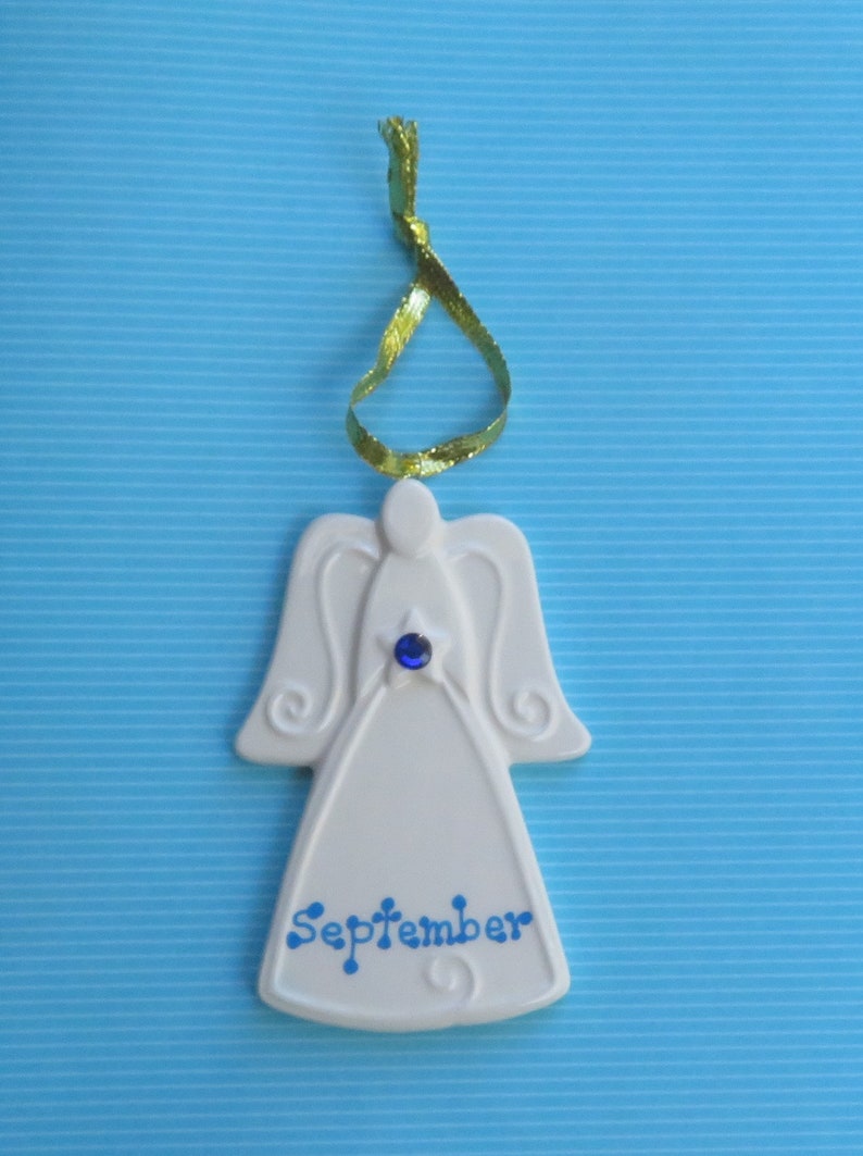 Porcelain September Birthstone Angel Ornament for Birthday | Etsy